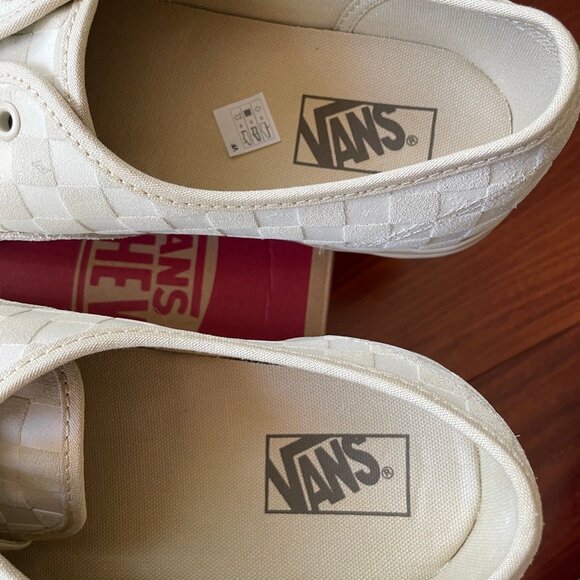 Vans | Shoes | Vans Sneakers Mens 3 Ivory Authentic Mono Checkerboard ...